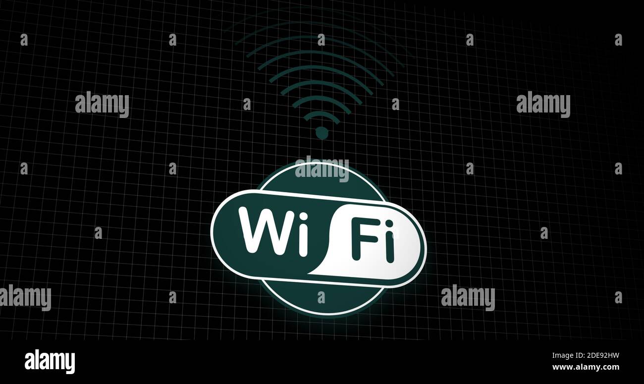 Wi-Fi wireless network wave isolate on black. wireless network concept ...
