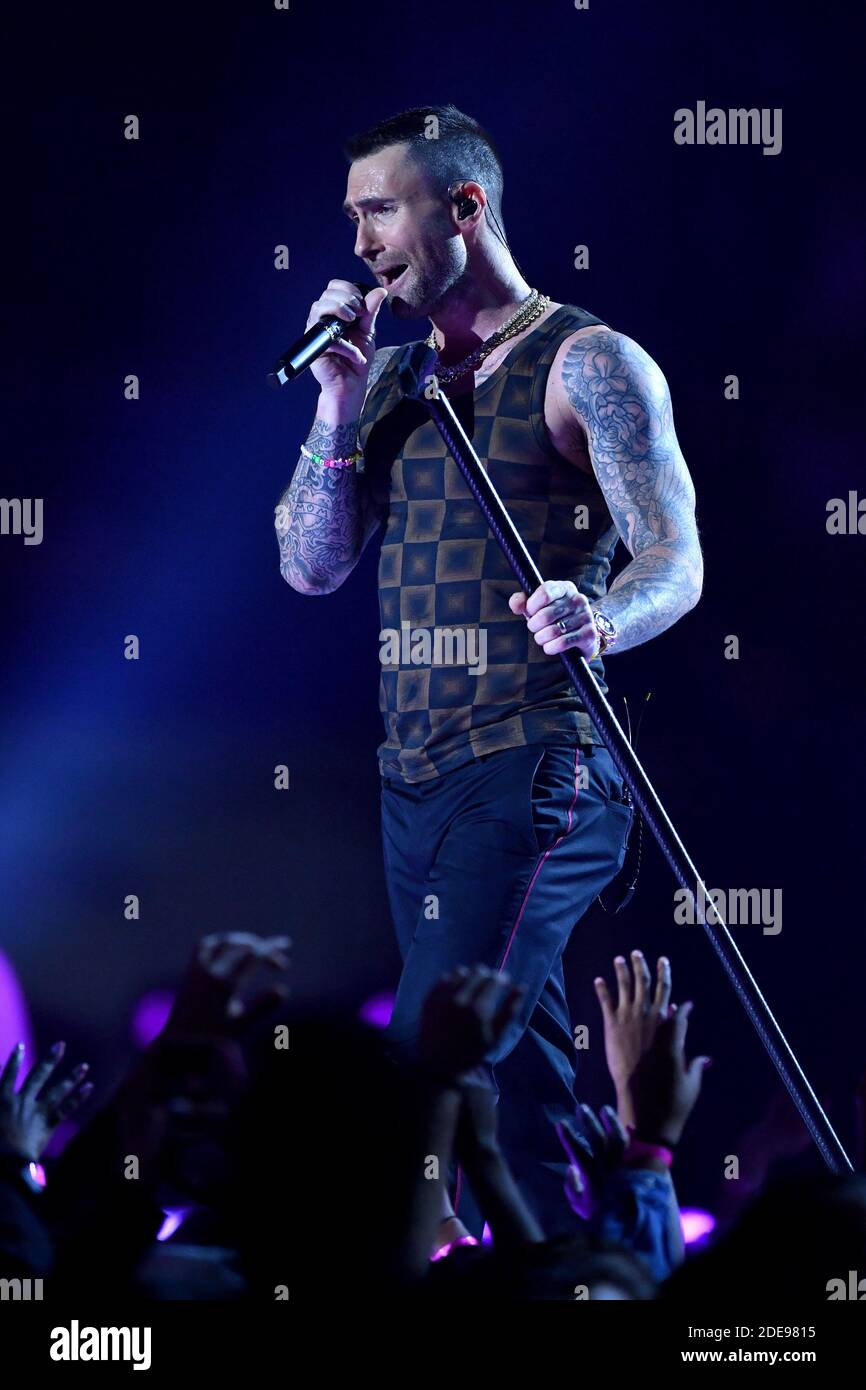 Adam Levine of Maroon 5 performs during the Pepsi Super Bowl LIII ...