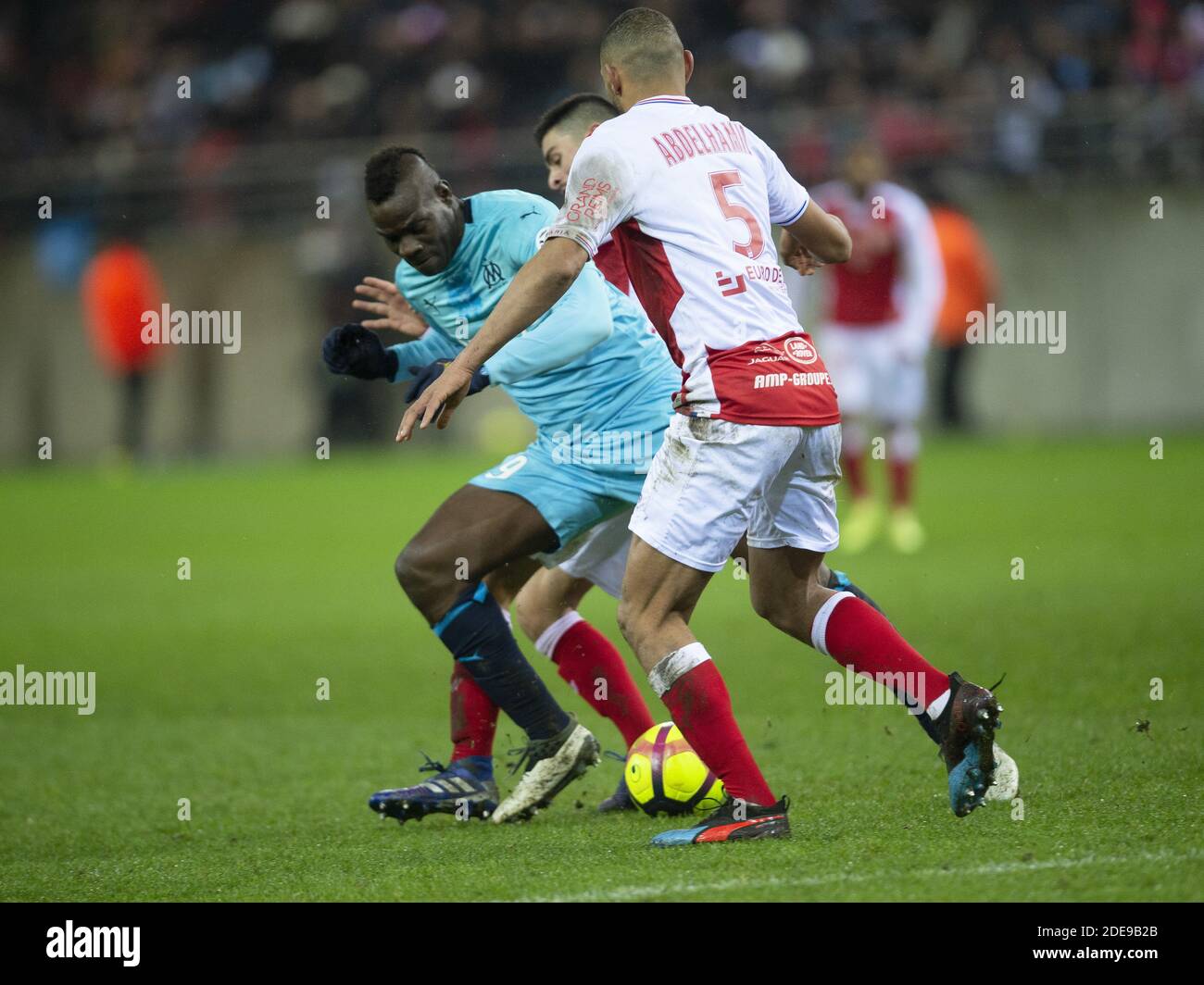 OM’s Italian striker Mario Balotelli during the Ligue 1 Reims v ...