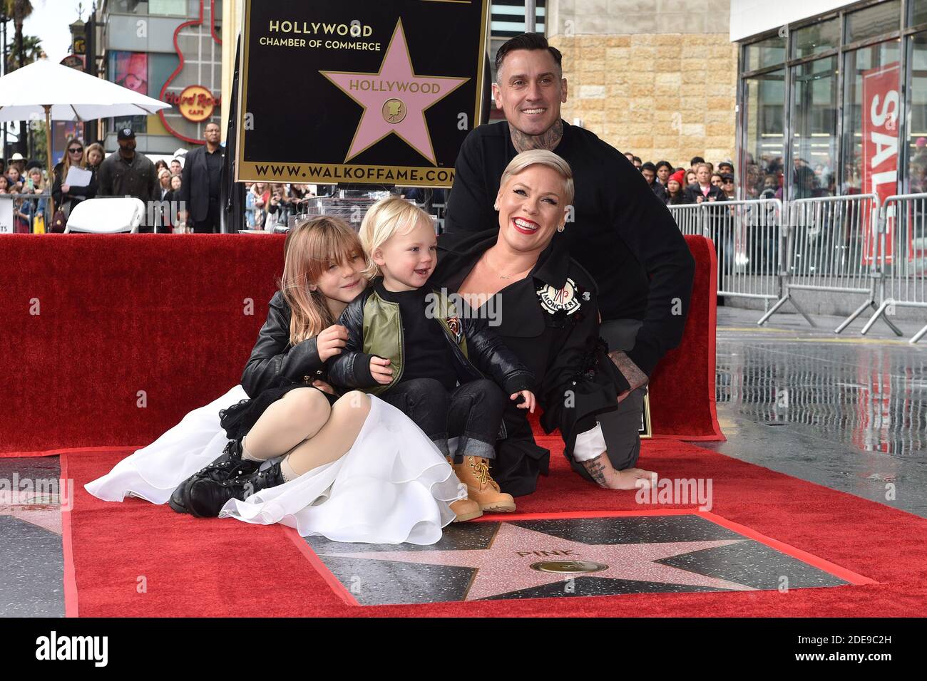 Carey Hart, Willow Sage Hart and Jameson Moon Hart attend the ceremony ...