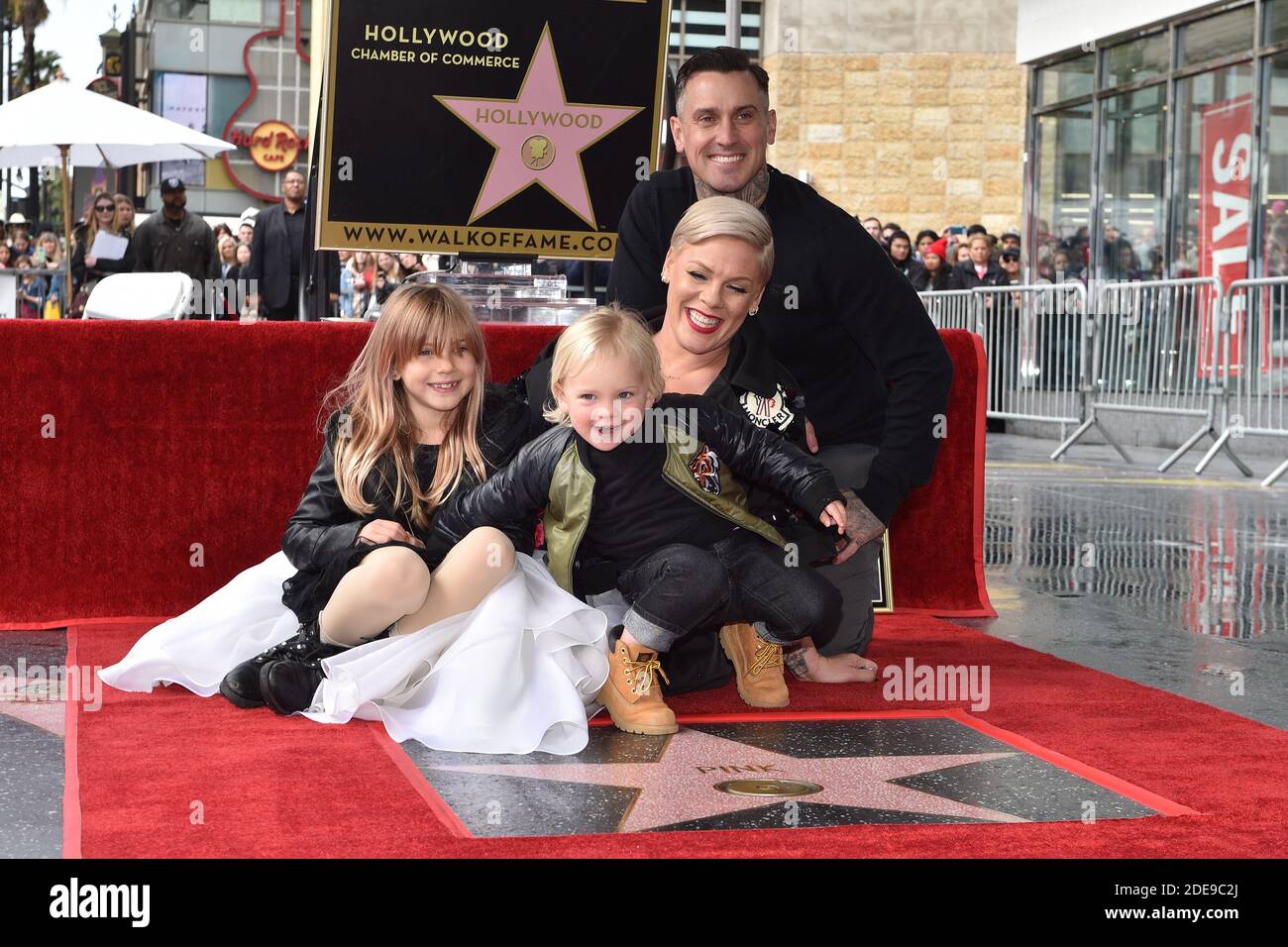 Carey Hart, Willow Sage Hart and Jameson Moon Hart attend the ceremony ...