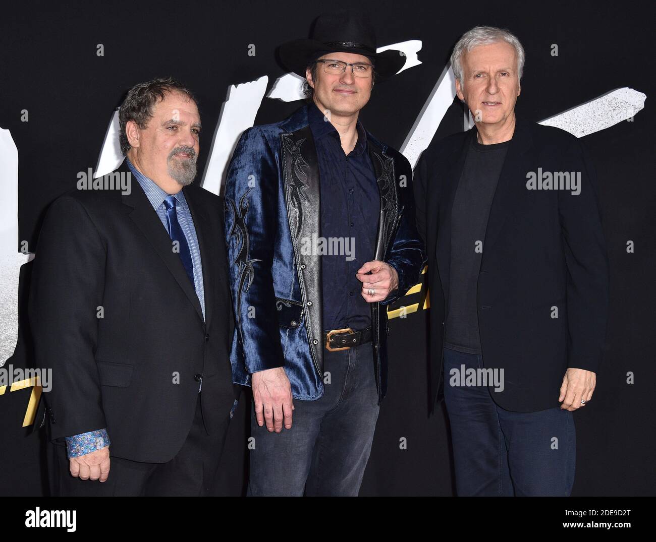 Jon Landau, Robert Rodriguez, and James Cameron attend the Premiere Of ...