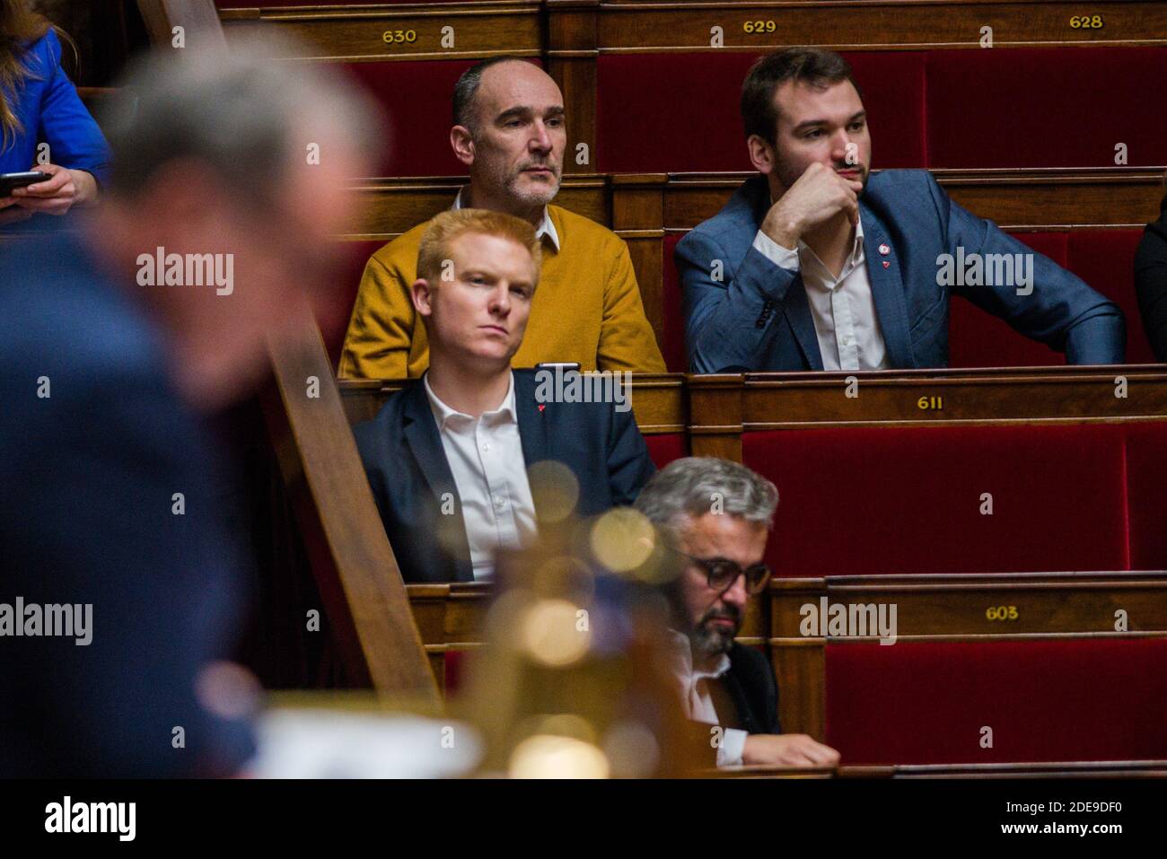 French member of Parliament LFI party Adrien Quatennens looks on during ...