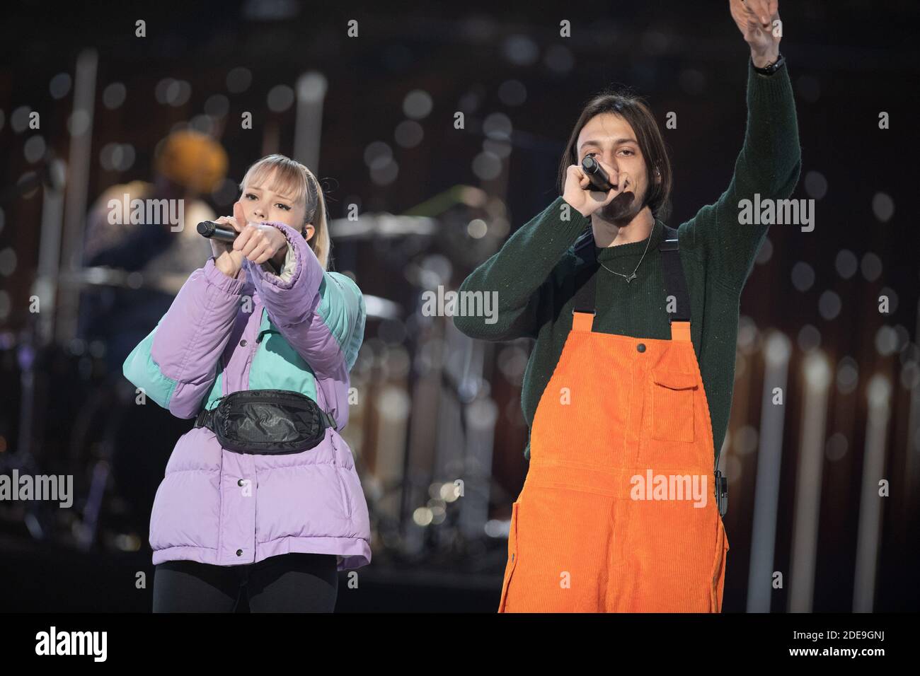 Belgian singer Angele and Romeo Elvis perform during the 34th 'Les ...