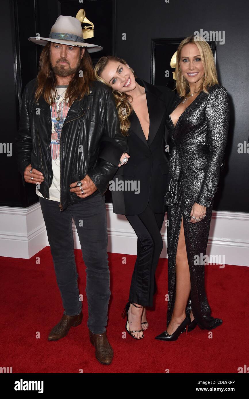 Tish Cyrus, Billy Ray Cyrus, Miley Cyrus attend the 61st Annual GRAMMY ...