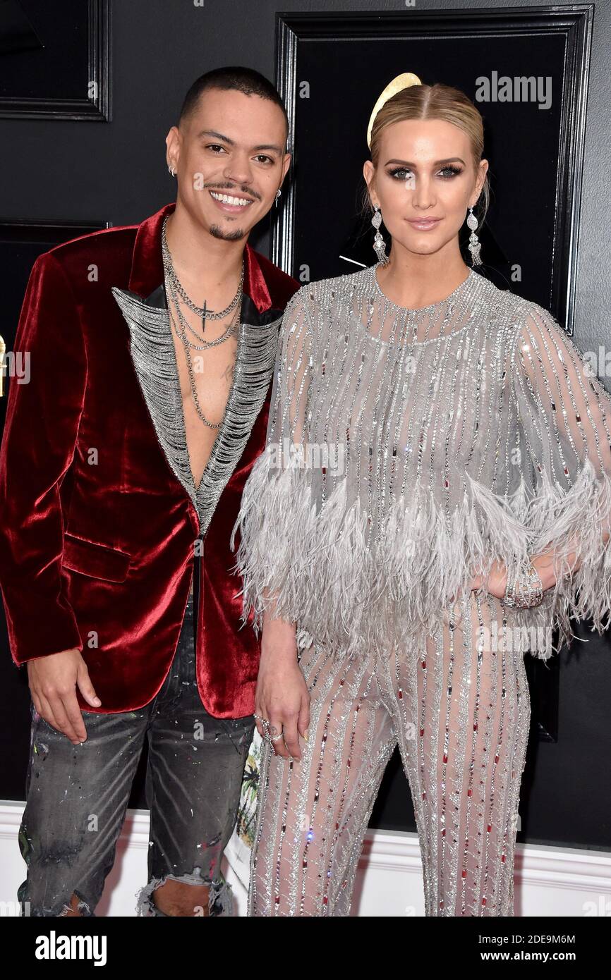 Evan Ross, Ashlee Simpson attend the 61st Annual GRAMMY Awards at ...