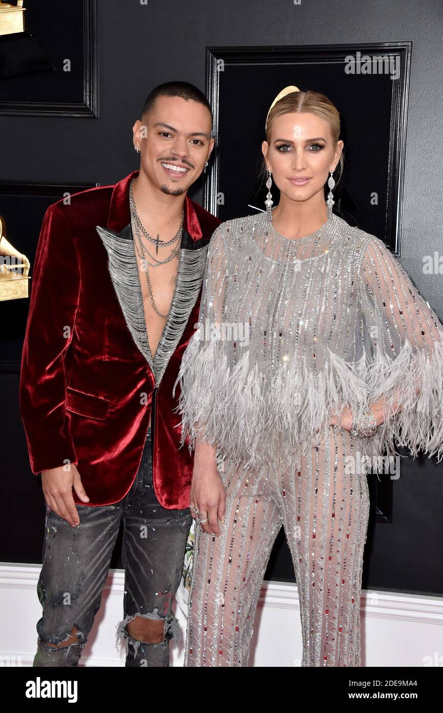 Evan Ross, Ashlee Simpson attend the 61st Annual GRAMMY Awards at ...