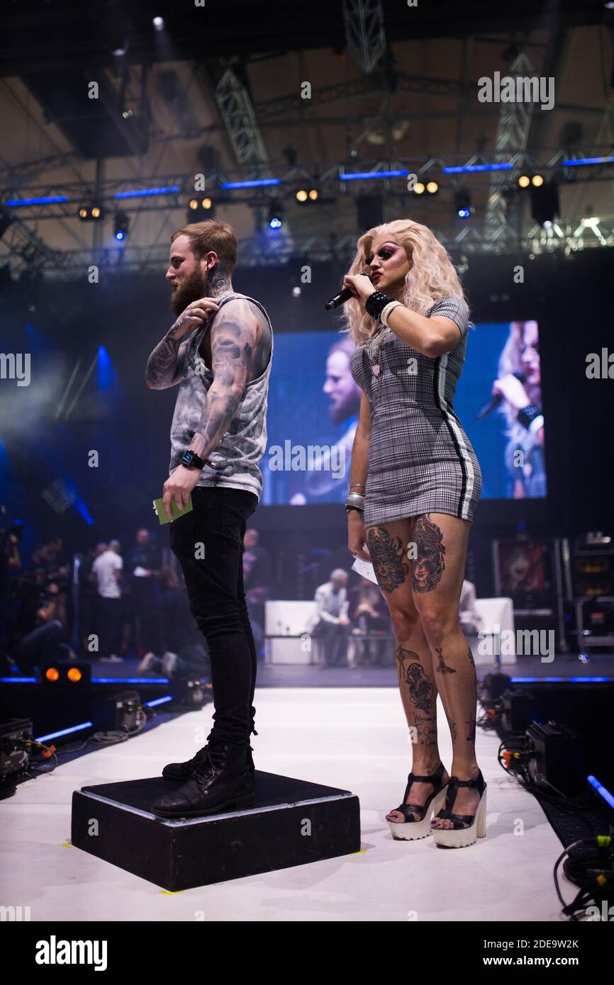 Contest of small tattoos black and white at the Mondial du tatouage ...