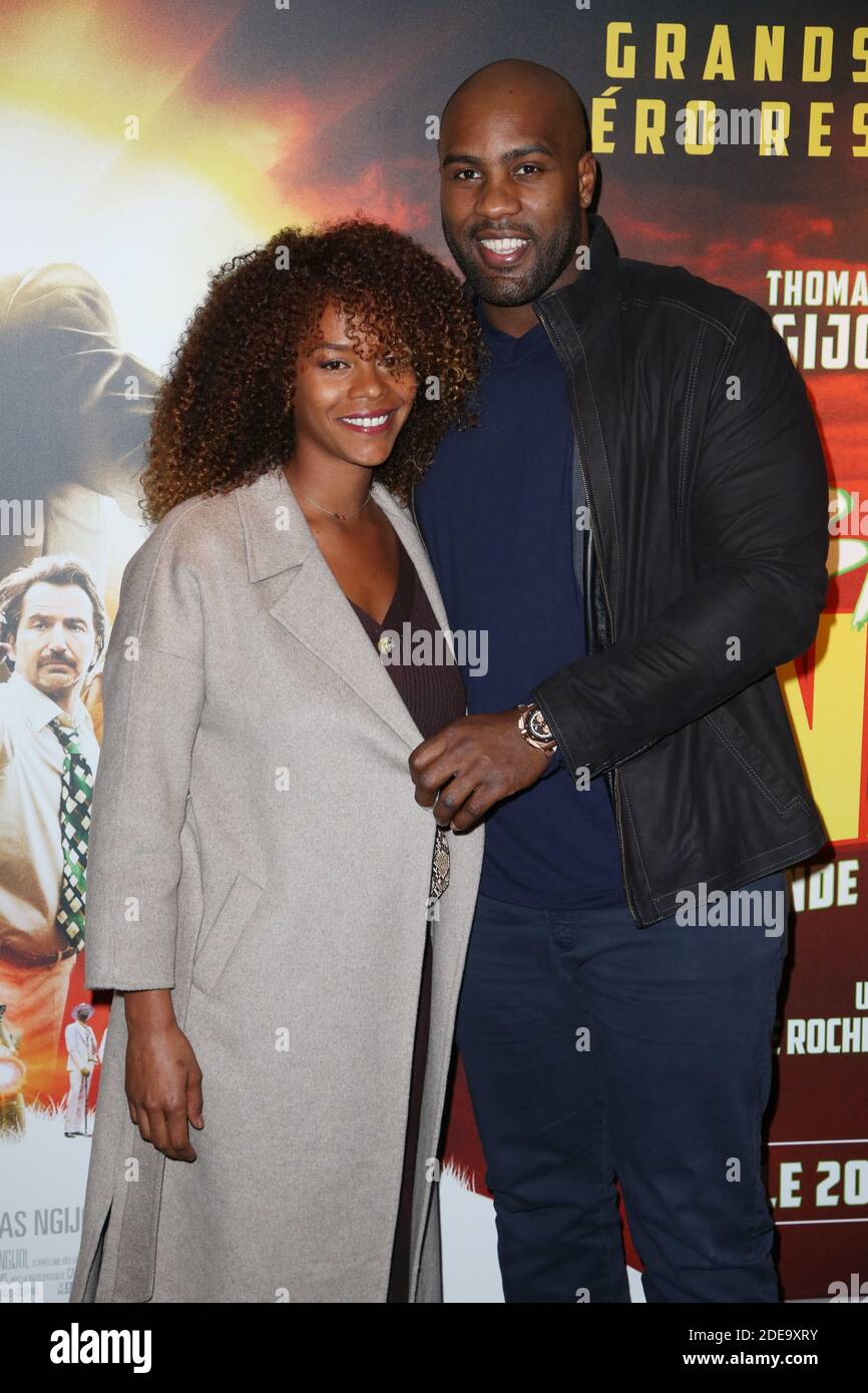 Teddy Riner et sa femme Luthna Plocus lors de la Premiere de 'Black ...