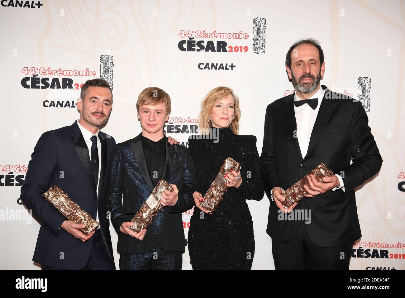 Xavier Legrand , Thomas Gioria, Lea Drucker and Alexandre Gavras posing ...
