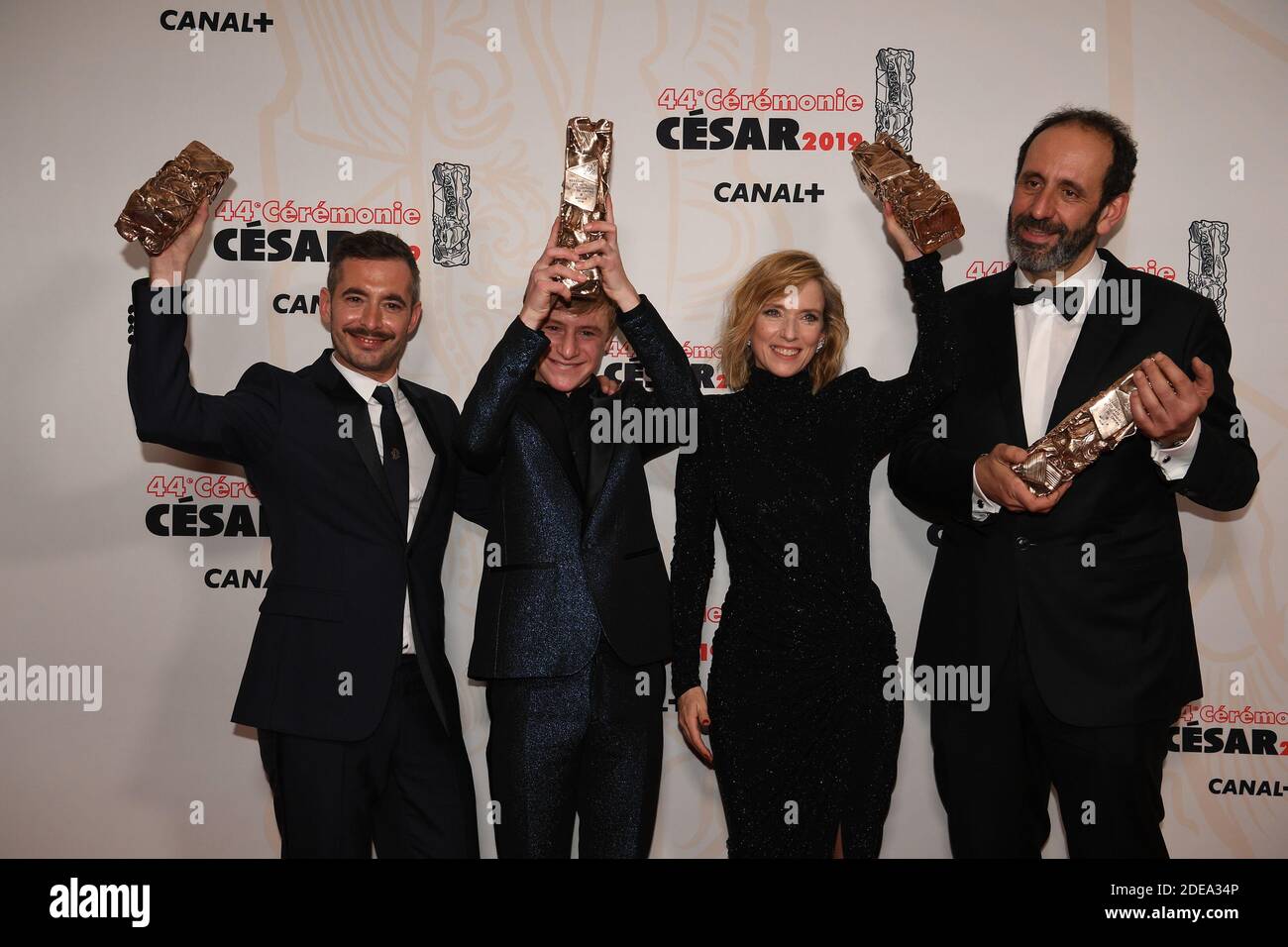 Xavier Legrand , Thomas Gioria, Lea Drucker and Alexandre Gavras posing ...