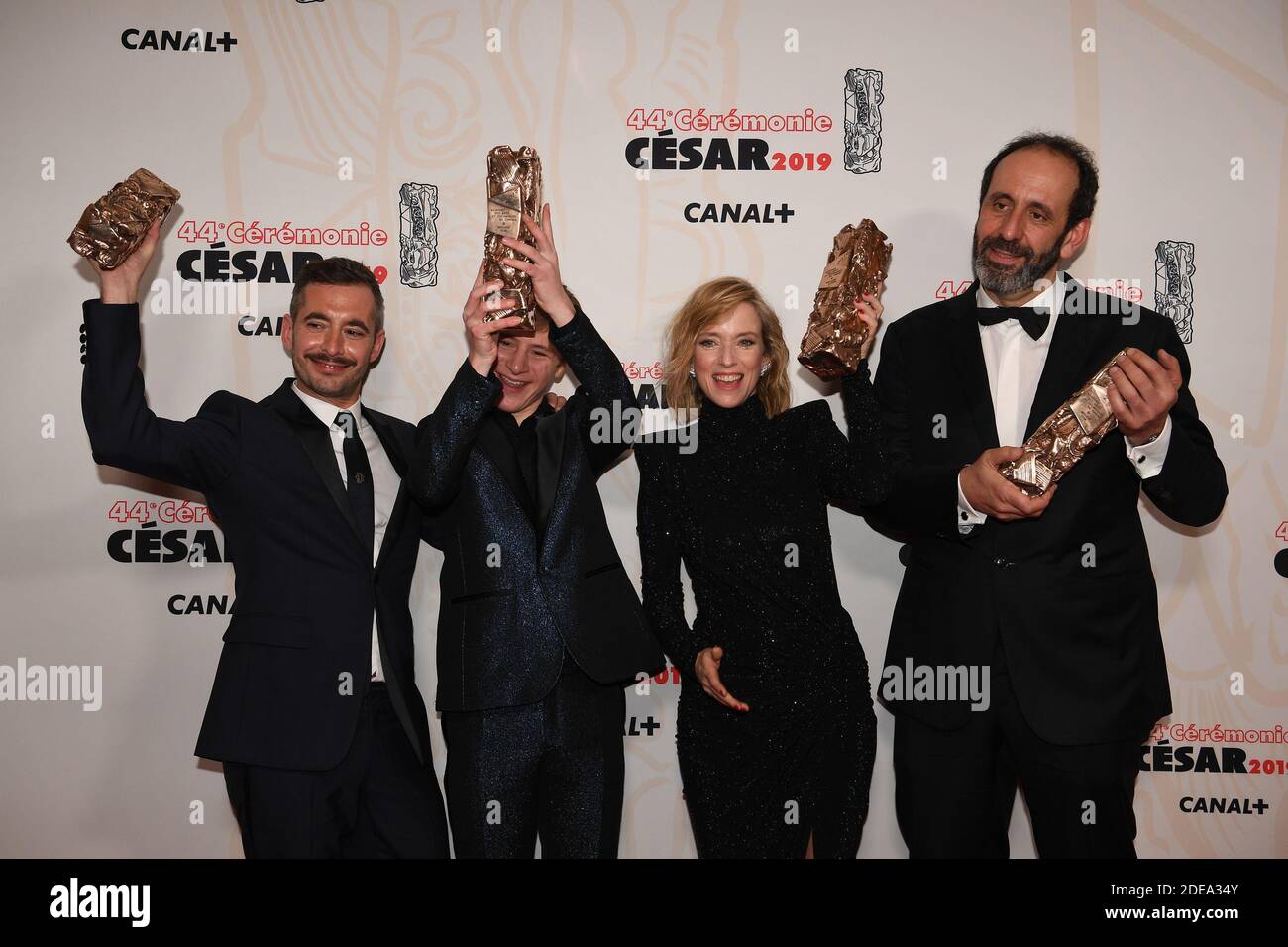 Xavier Legrand , Thomas Gioria, Lea Drucker and Alexandre Gavras posing ...