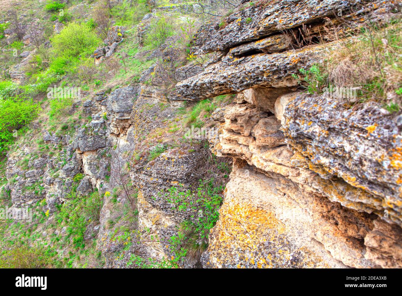 Natural rock outcrop . Scenery of stone cliff Stock Photo - Alamy