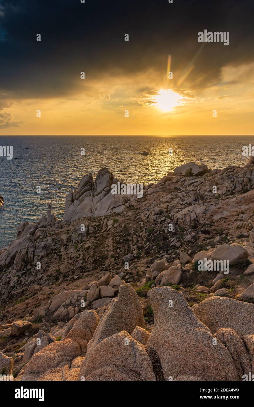 Amazing sunset over the Moon Valley of Sardinia, Italy Stock Photo - Alamy