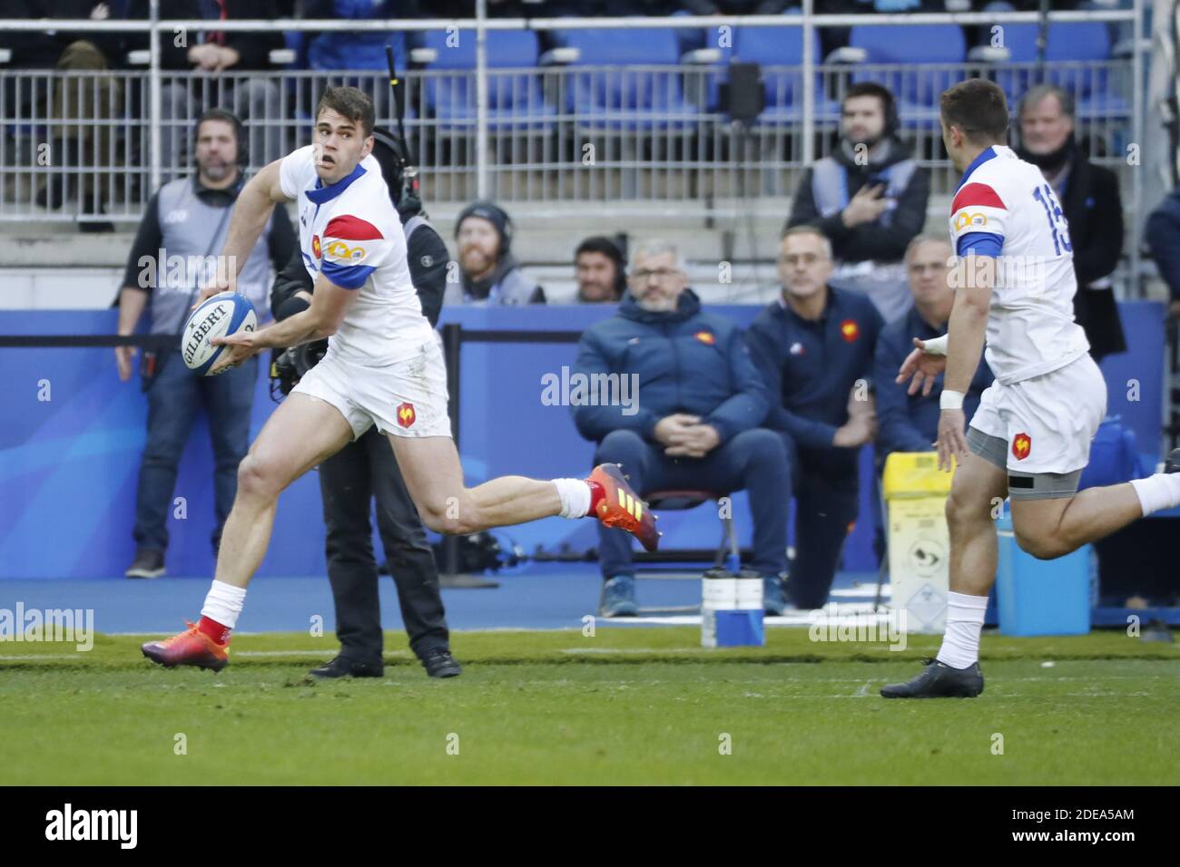 France's Damian Penaud and Thomas Ramos during Rugby Guinness 6 Nations ...