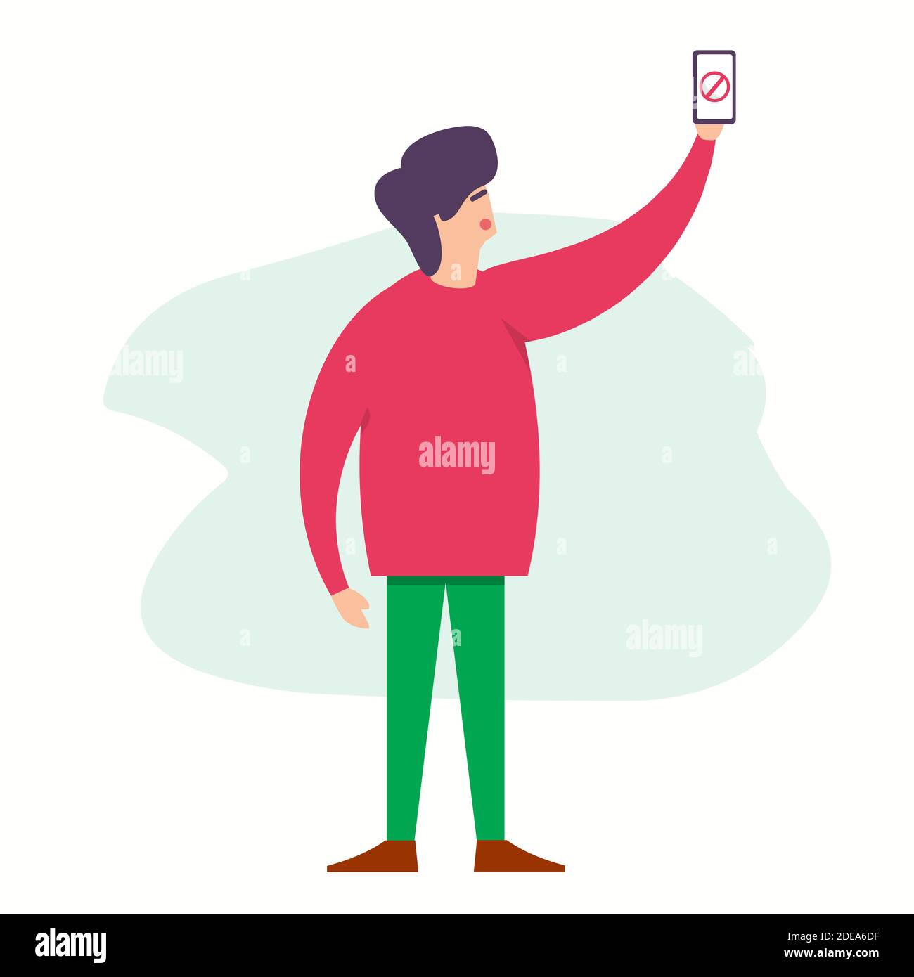 man looking for smartphone signal vector illustration Stock Vector ...