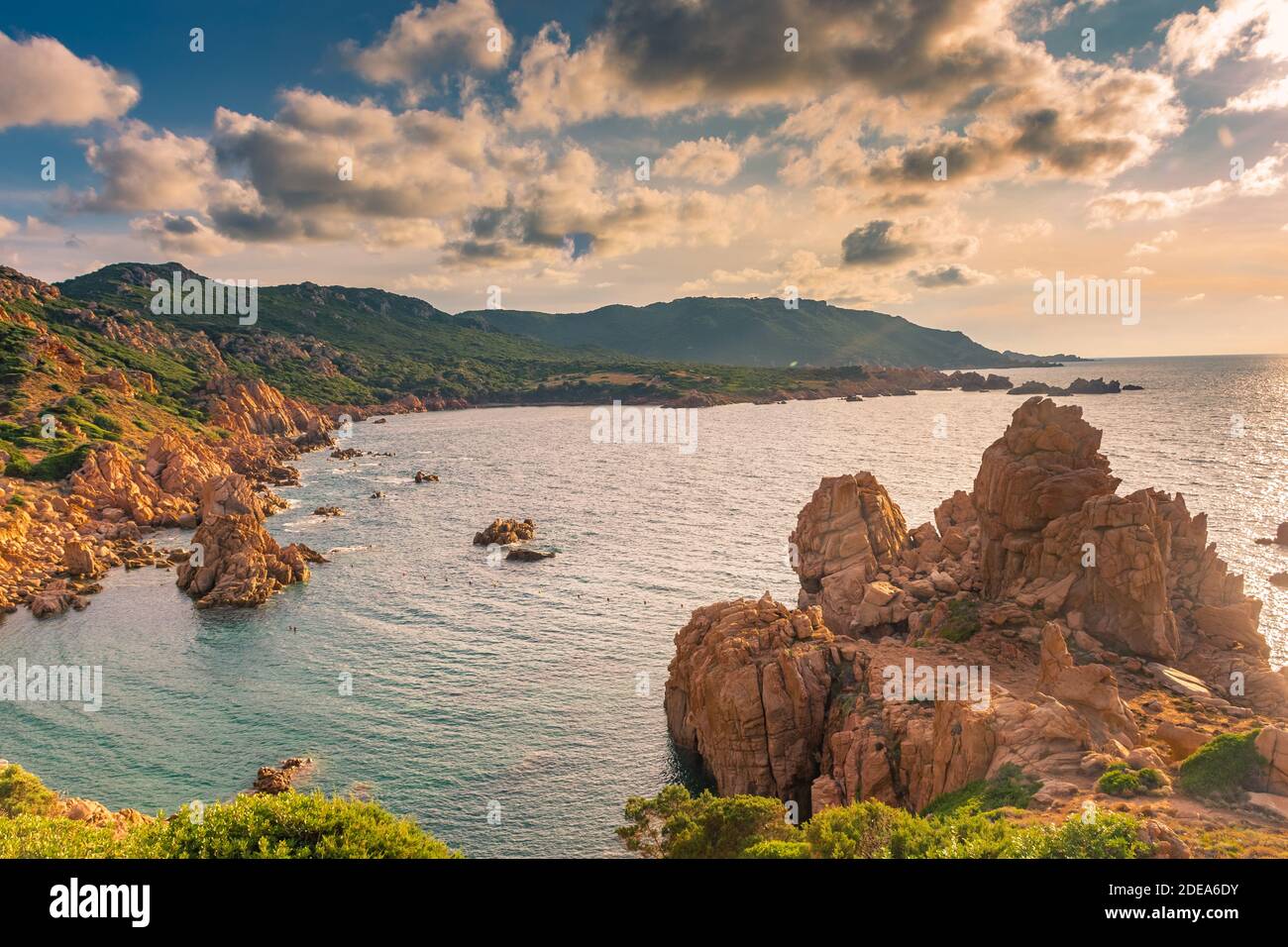 Sunset over Li Cossi beach, Sardinia, Italy Stock Photo - Alamy