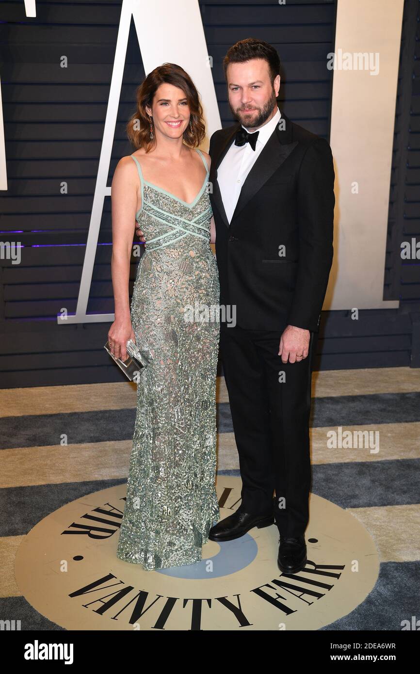 Cobie Smulders, Taran Killam attending the 2019 Vanity Fair Oscar Party ...