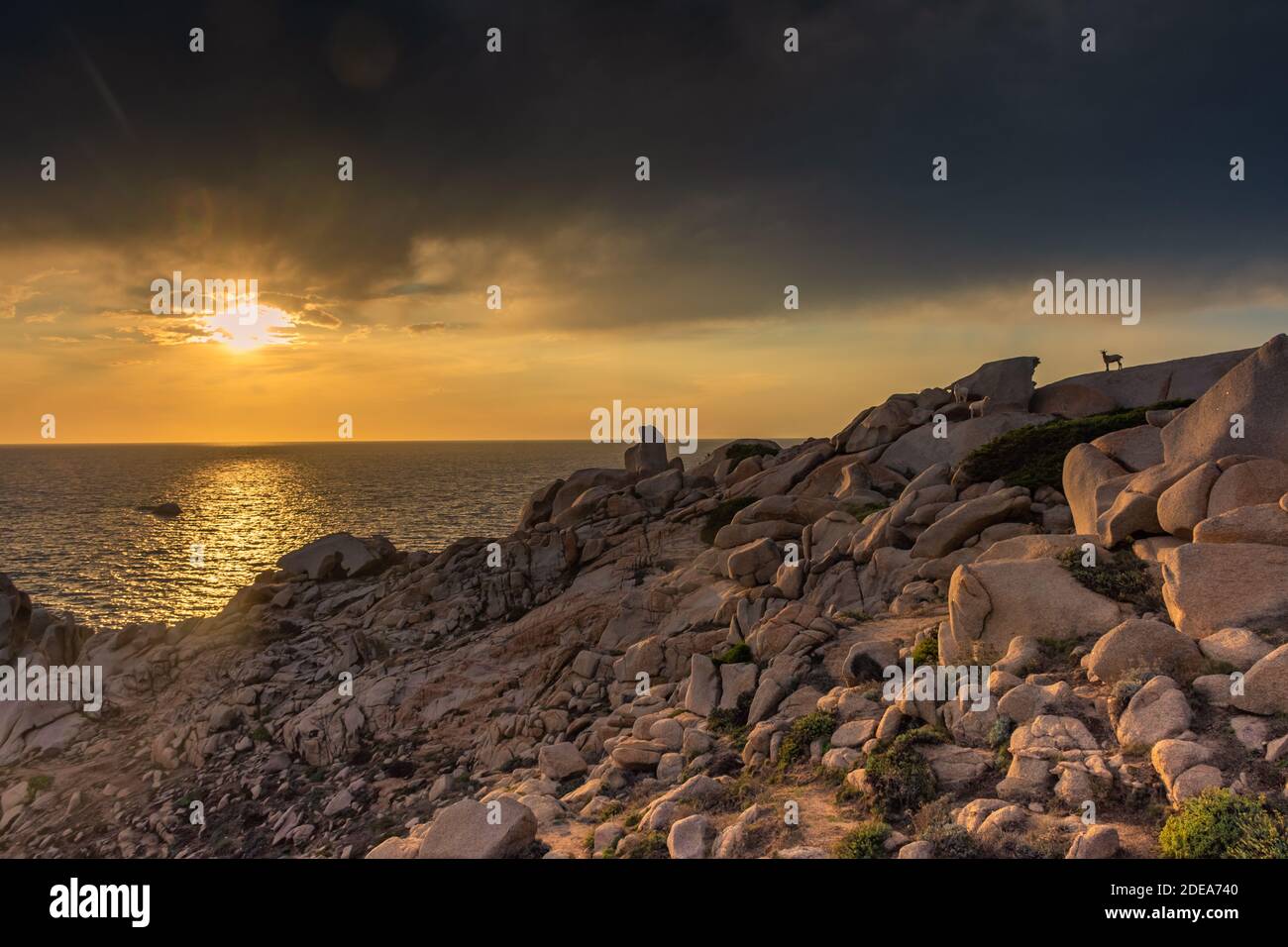 Amazing sunset over the Moon Valley of Sardinia, Italy Stock Photo - Alamy
