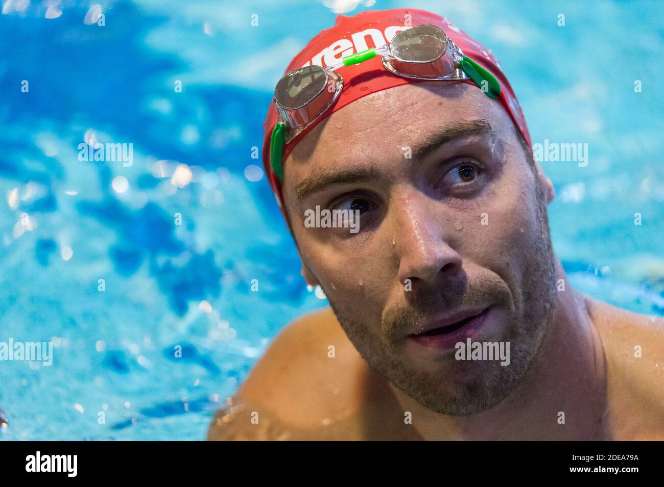 Jeremy Stravius, French swimmer, during the Swimming Heroes Challenge ...