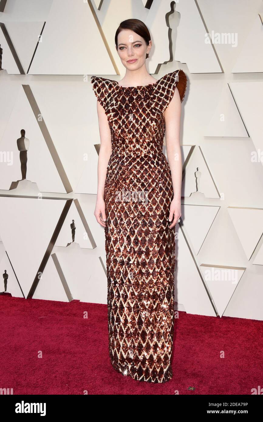 Emma Stone walking the red carpet as arriving to the 91st Academy ...