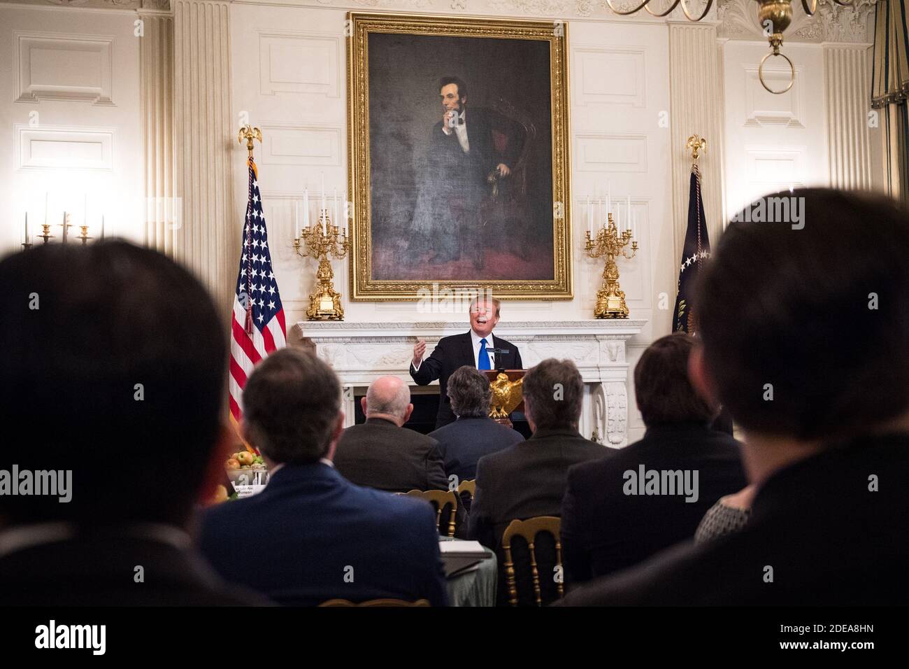 President Donald Trump address a group of governors during the 2019 ...