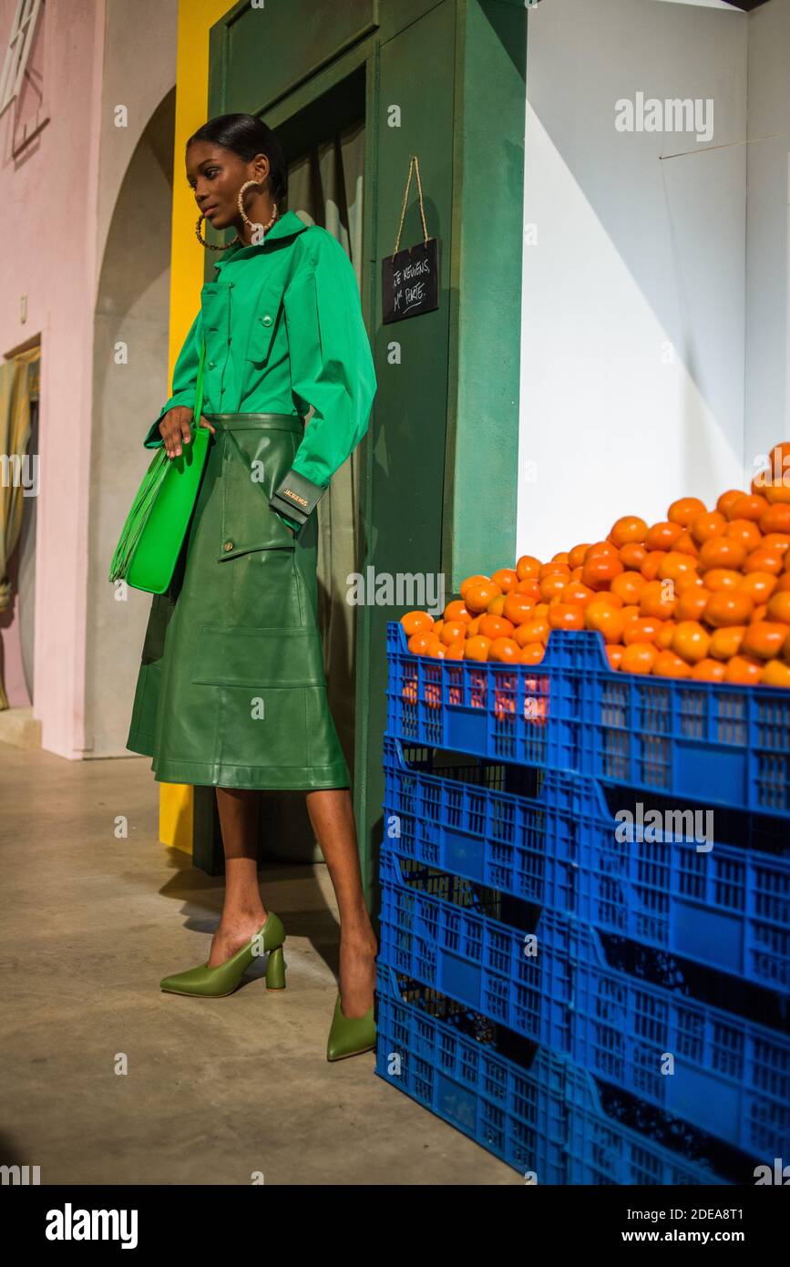 Models pose on the runway before the Jacquemus show as part of Paris ...