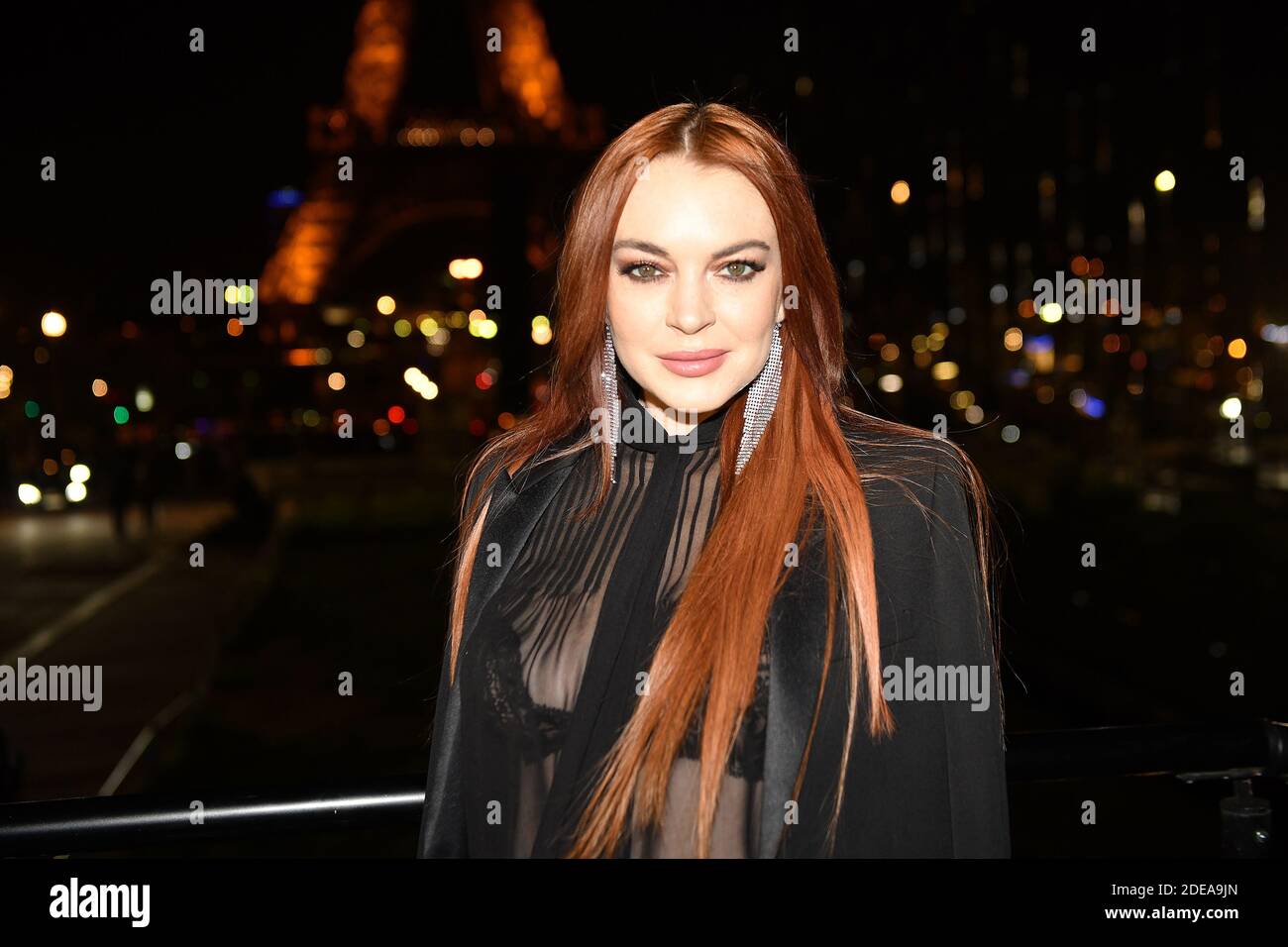Actress Lindsay Lohan attends the Saint Laurent show as part of the ...