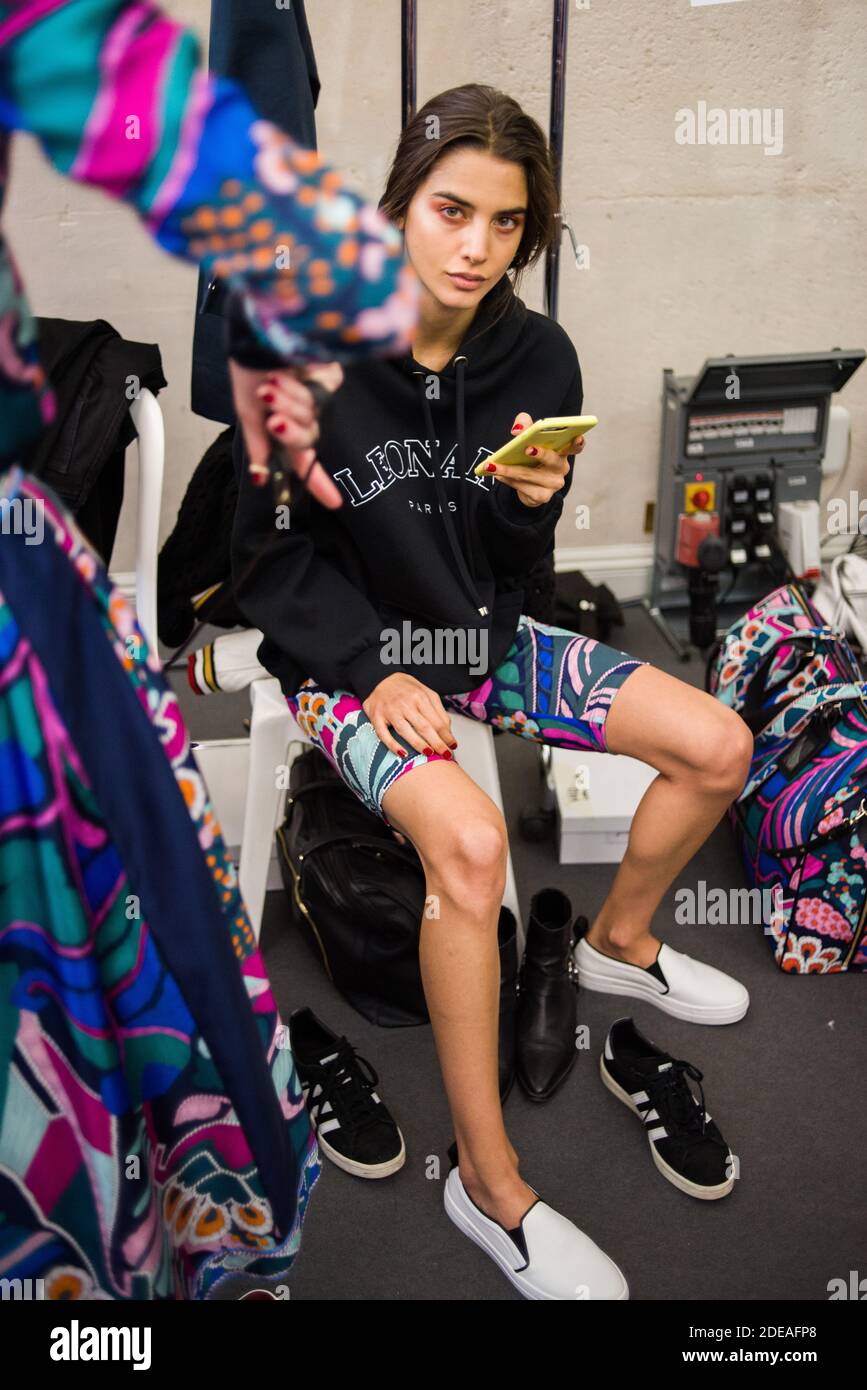 Models get prepared before the Leonard Paris show as part of Paris ...