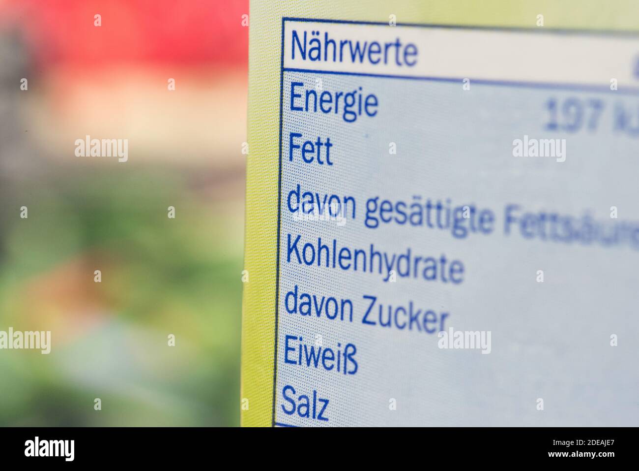 A nutritional table on food packaging Stock Photo - Alamy