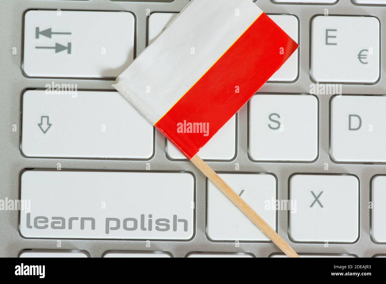Flag of Poland, Computer and Learn Polish Stock Photo - Alamy