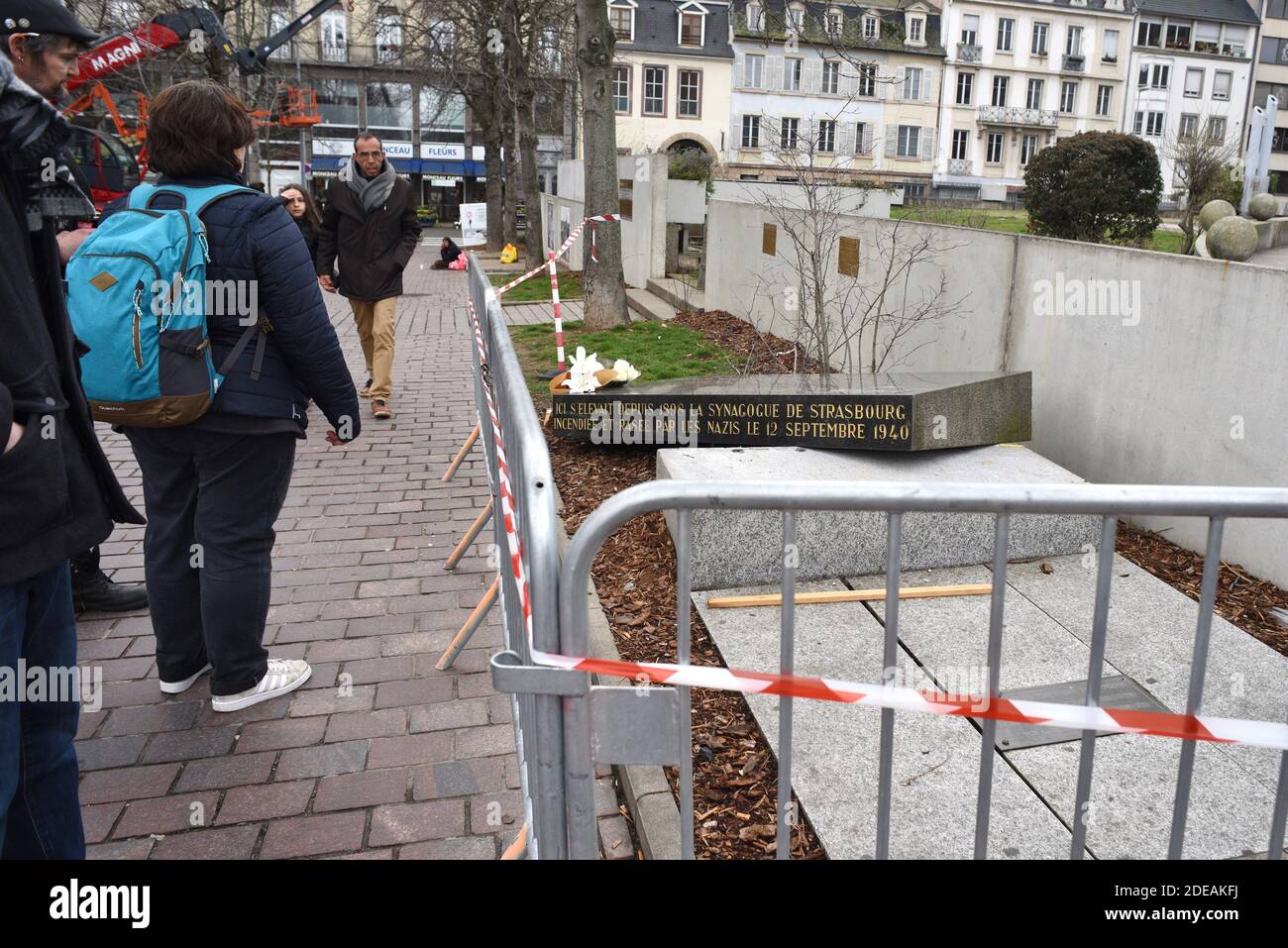 The memorial stone marking the site of Strasbourg's Old Synagogue ...