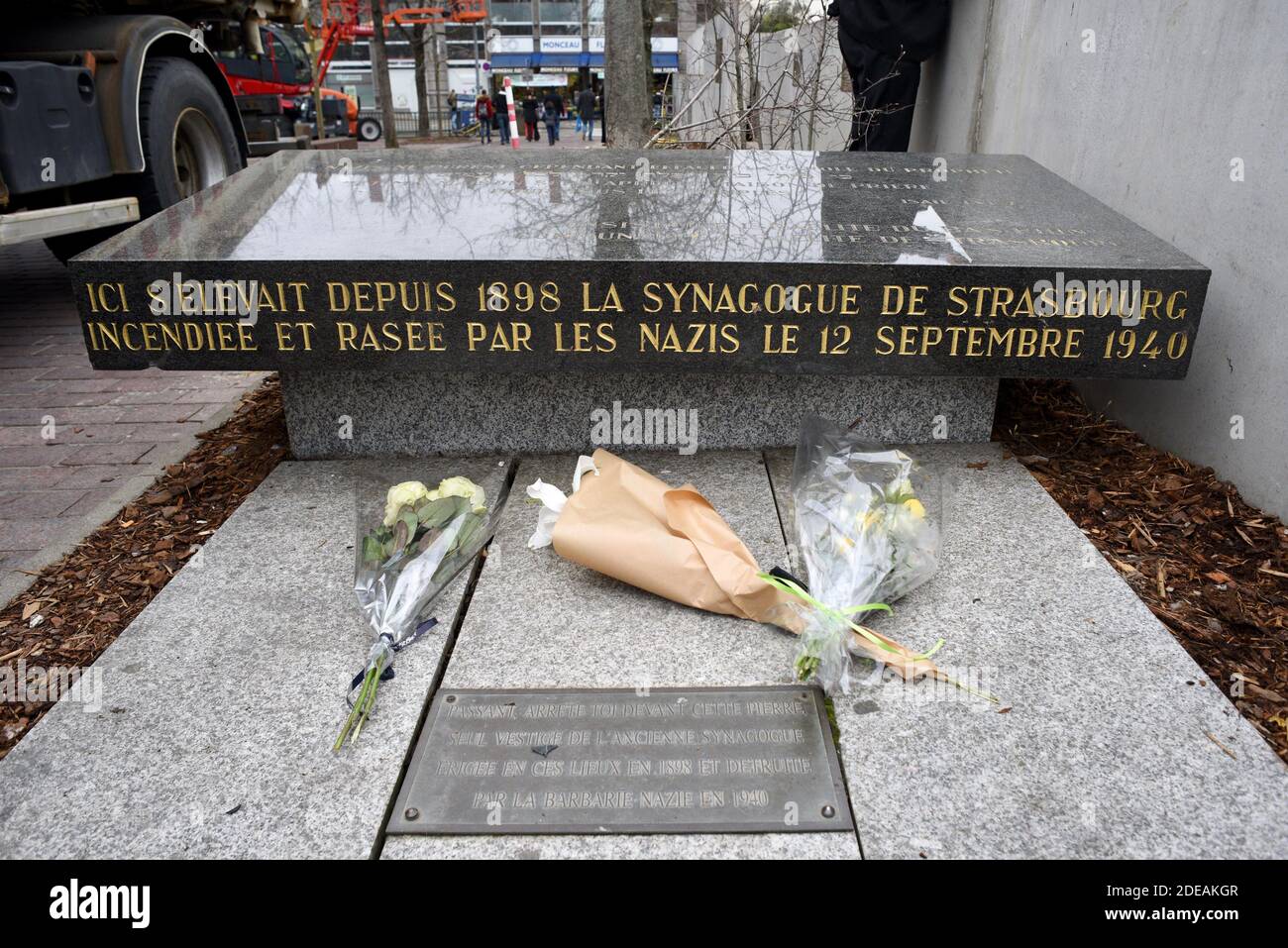 The memorial stone marking the site of Strasbourg's Old Synagogue ...