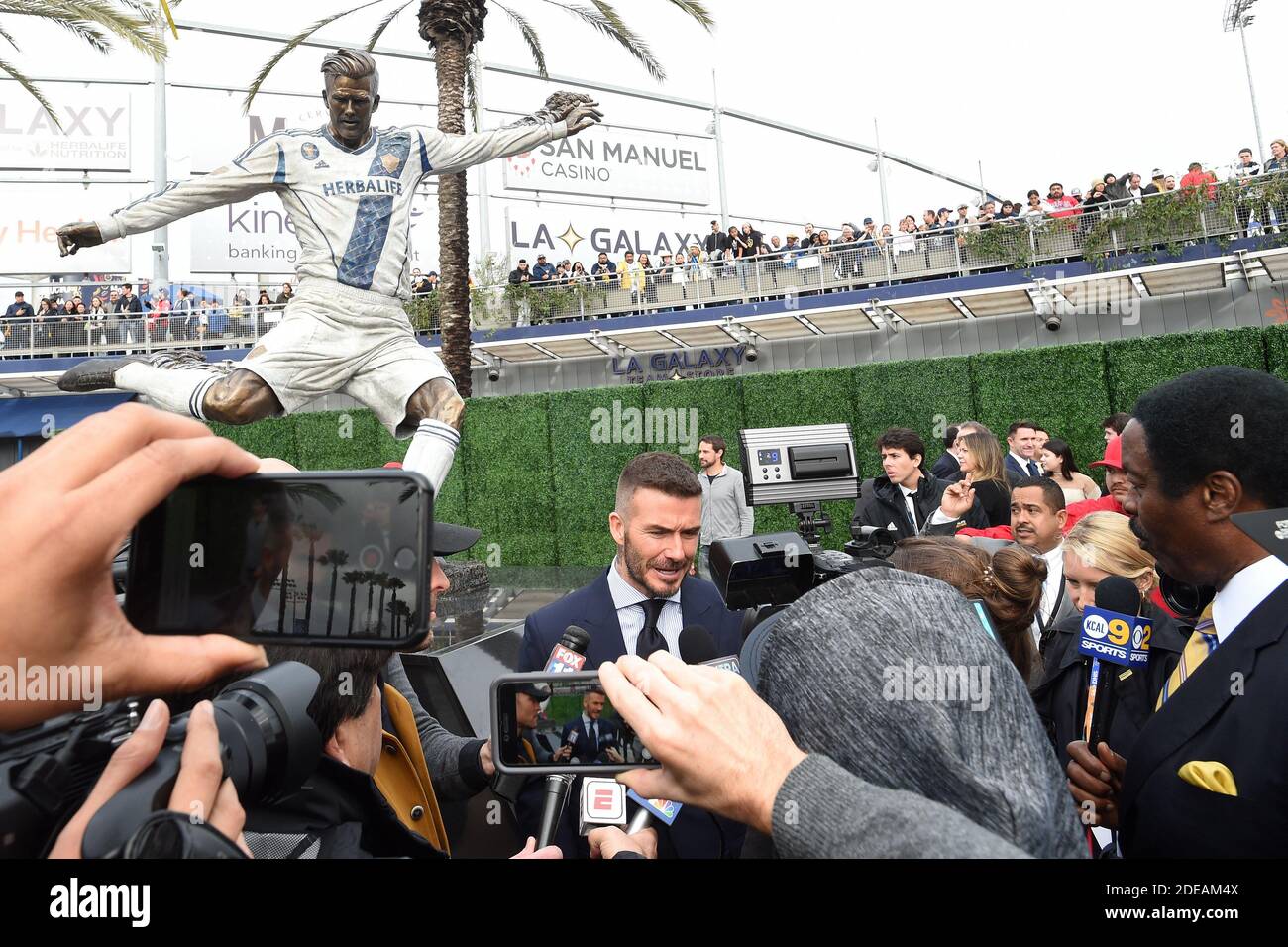 David Beckham's Statue Unveiling in front of the Dignity Health Sports ...
