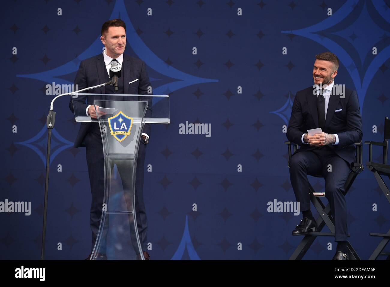 Robbie Keane attends the David Beckham's Statue Unveiling in front of ...
