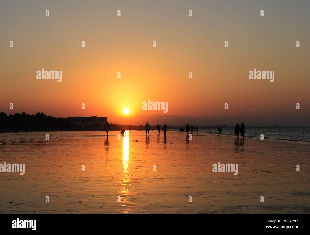 A beautiful sunset on Qurum Beach in Muscat, Oman Stock Photo - Alamy
