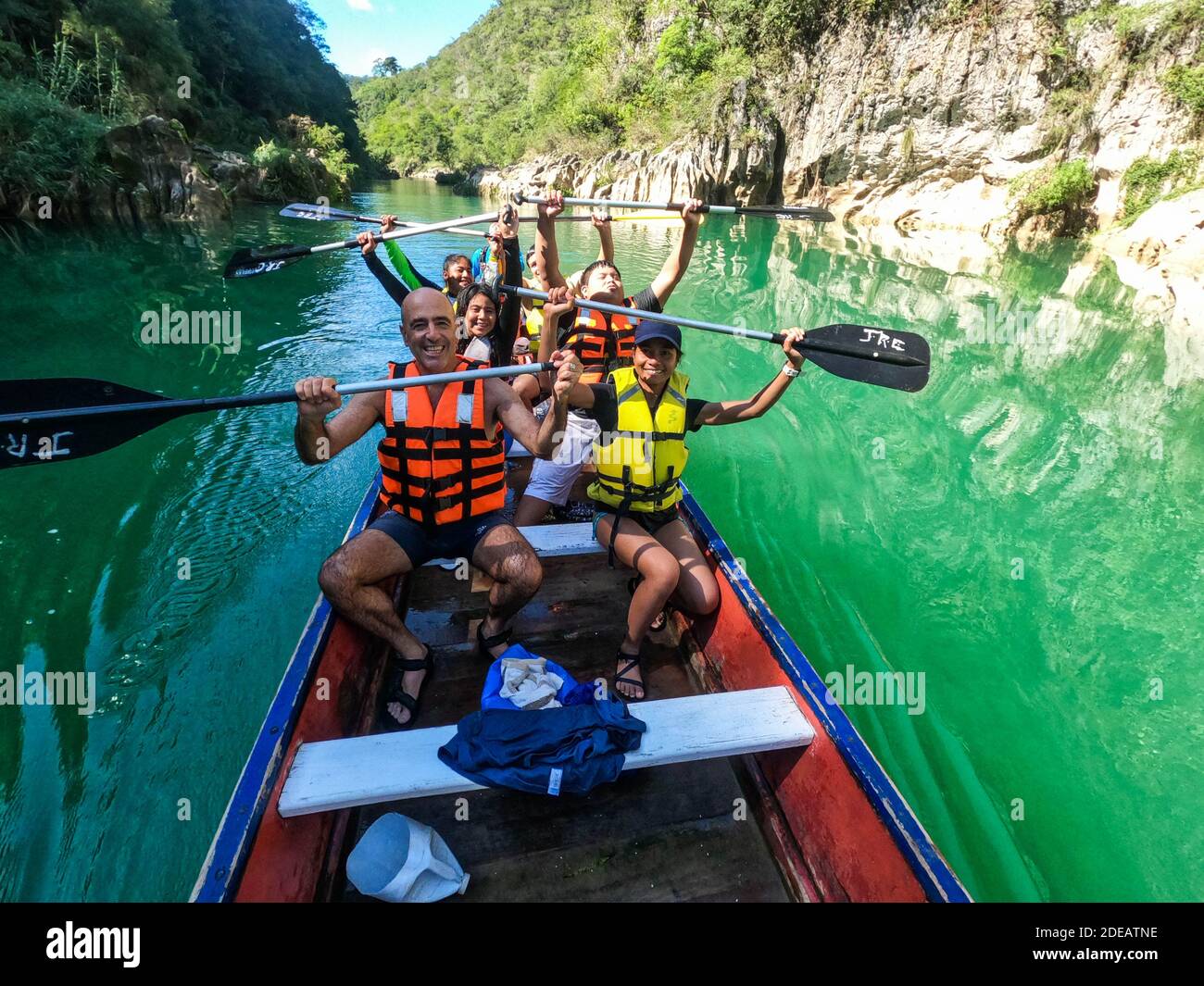 Paddling to Tamul waterfall, Tampaon River, San Luis Potosi, Mexico ...