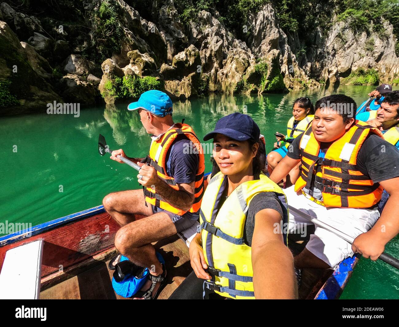 Paddling to Tamul waterfall, Tampaon River, San Luis Potosi, Mexico ...