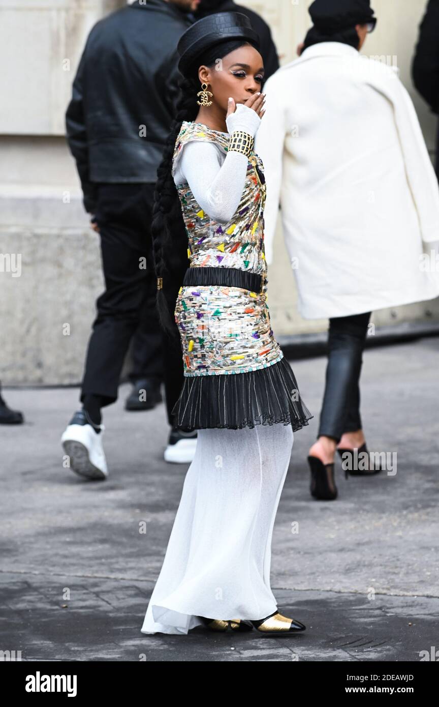 Janaelle Monae poses before the Chanel show as part of Paris Fashion ...