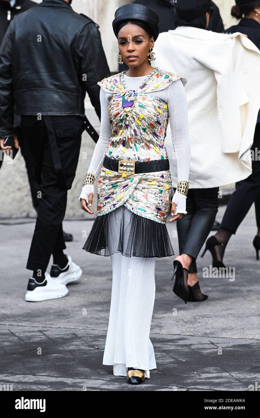 Janaelle Monae poses before the Chanel show as part of Paris Fashion ...