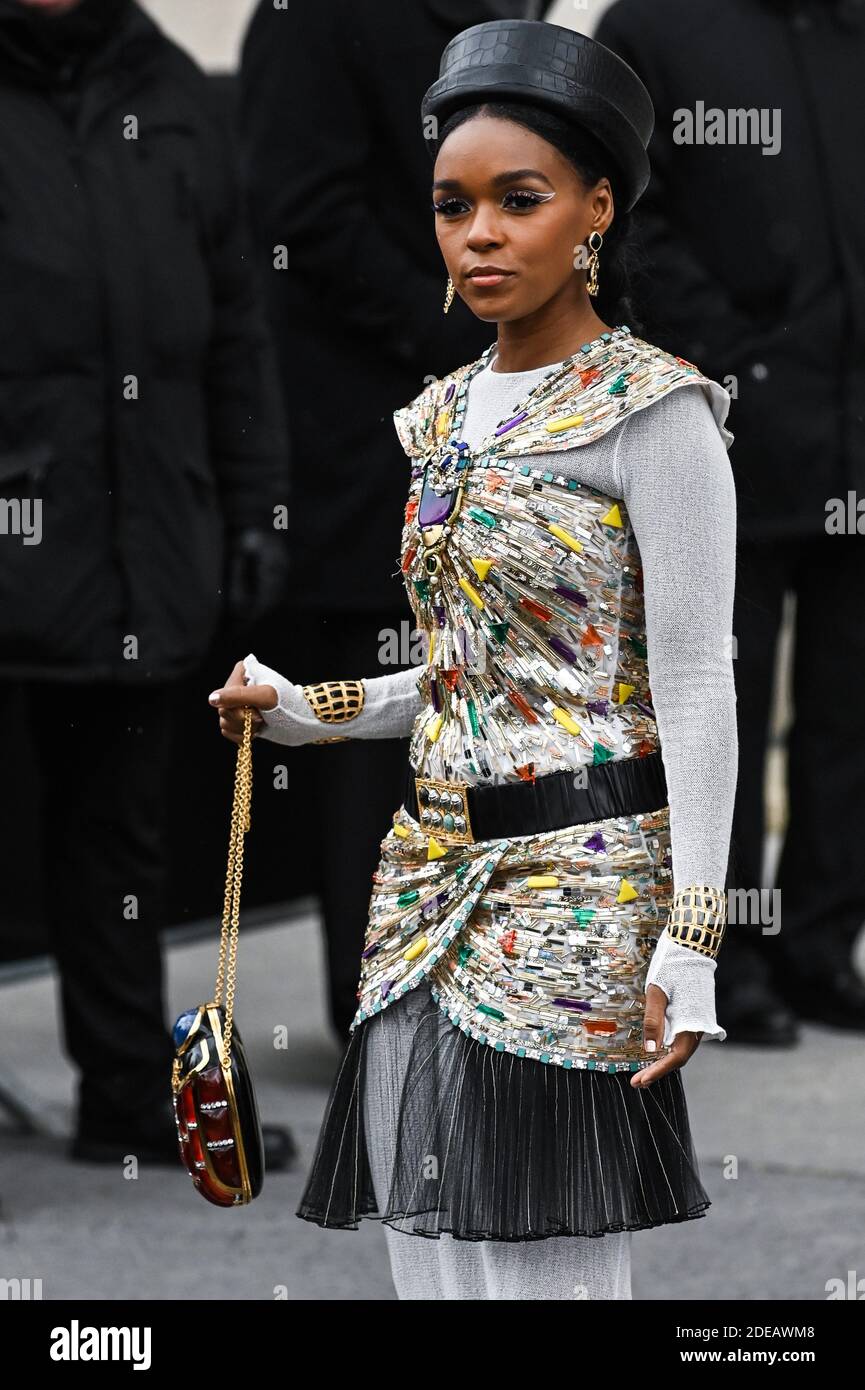 Janaelle Monae poses before the Chanel show as part of Paris Fashion ...