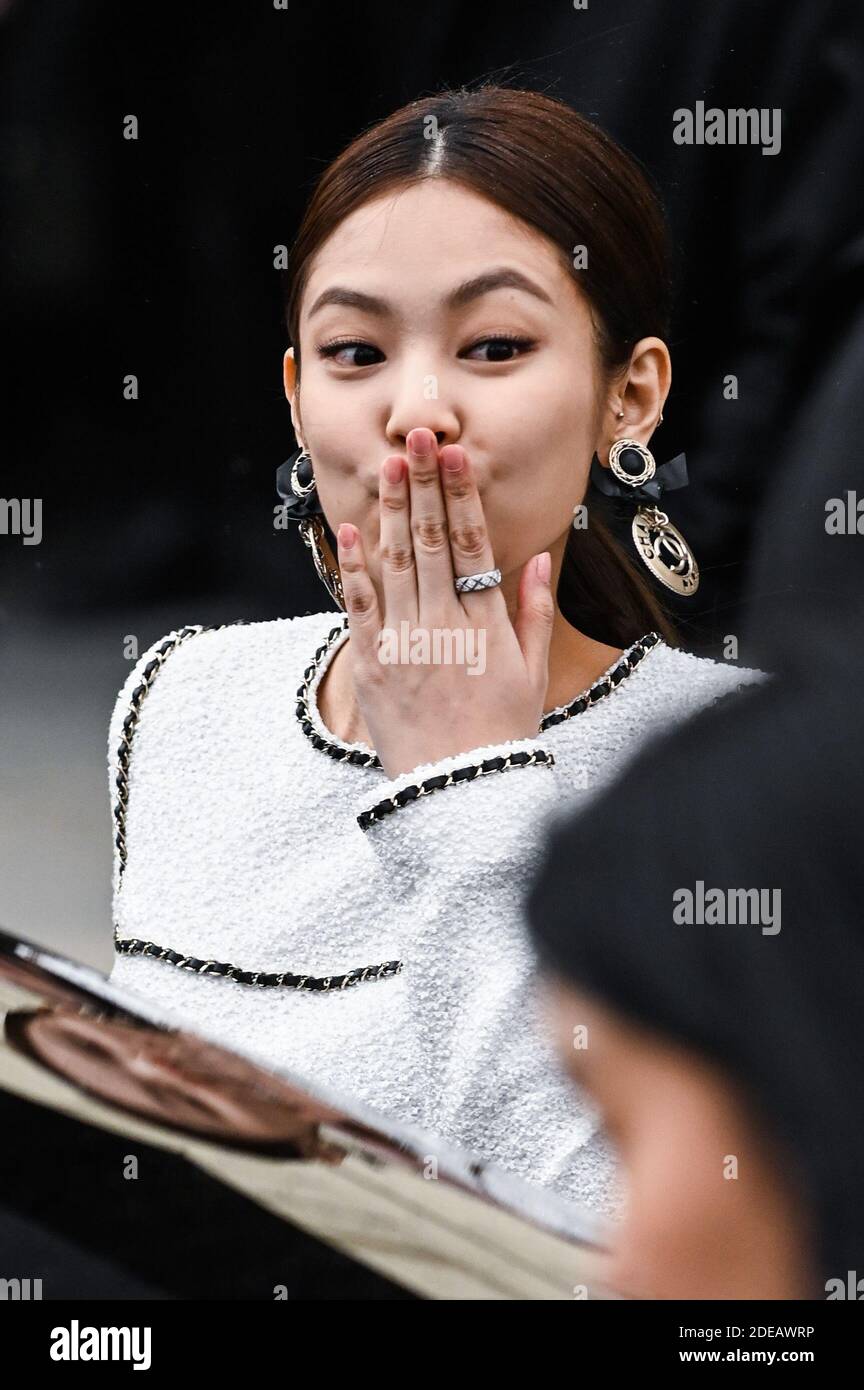 Jennie Kim poses before the Chanel show as part of Paris Fashion Week ...
