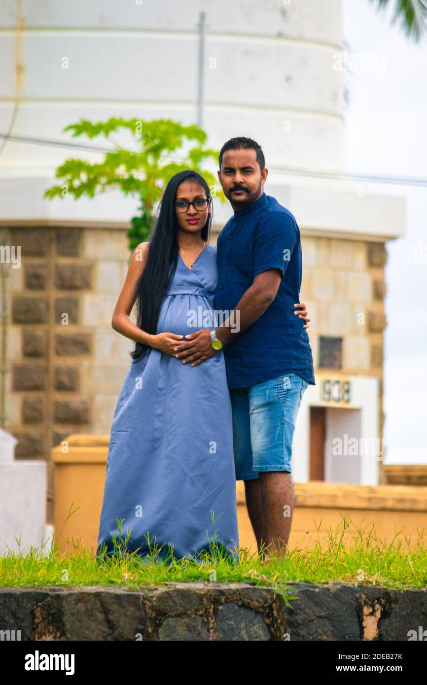 Lovely Sri Lankan smiling couple close to each other in front of Galle ...