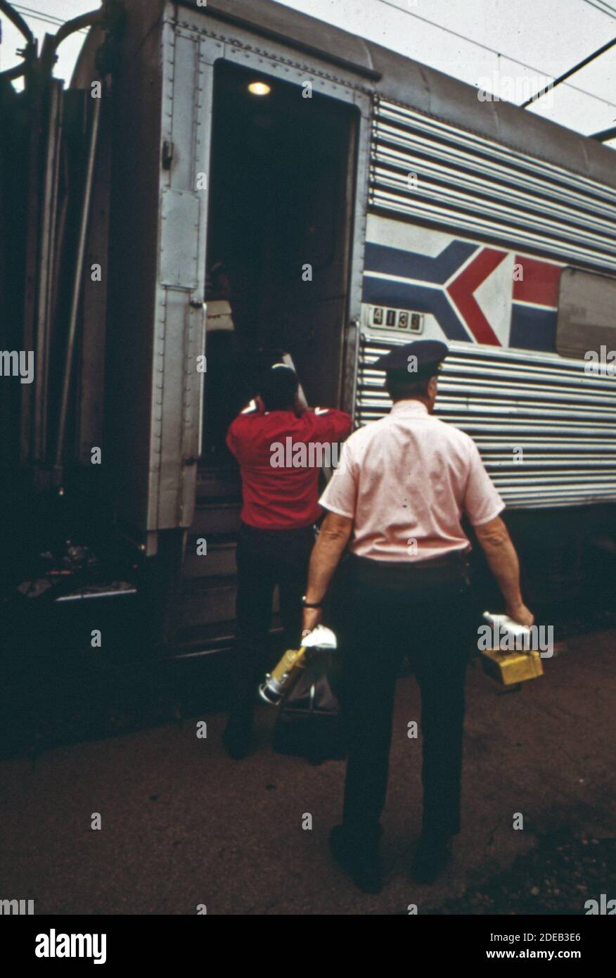 Amtrak train crew changes at Harrisburg; Pennsylvania after a trip from ...