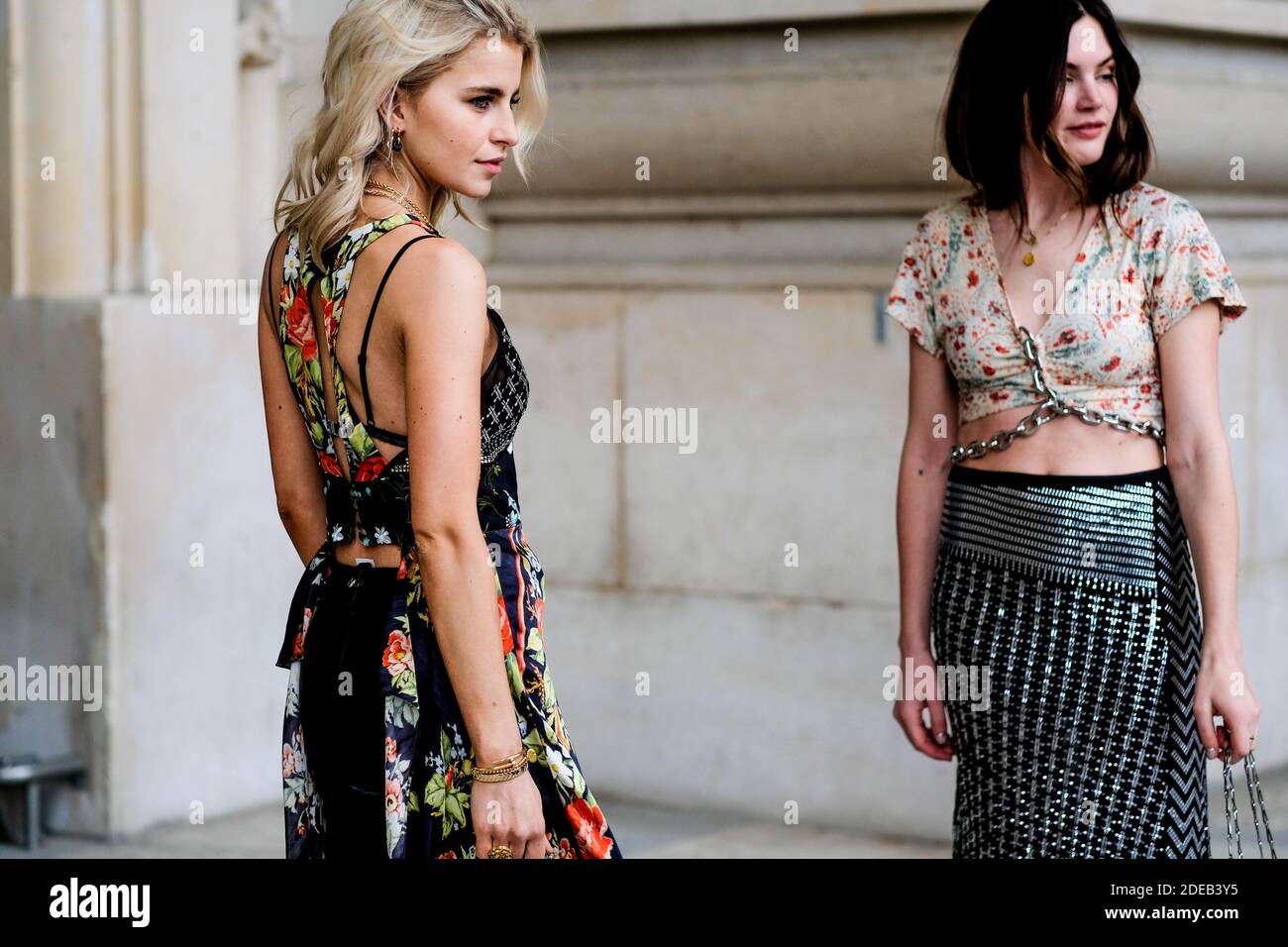 Street style, Caroline Daur and Madelynn Furlong arriving at Paco ...