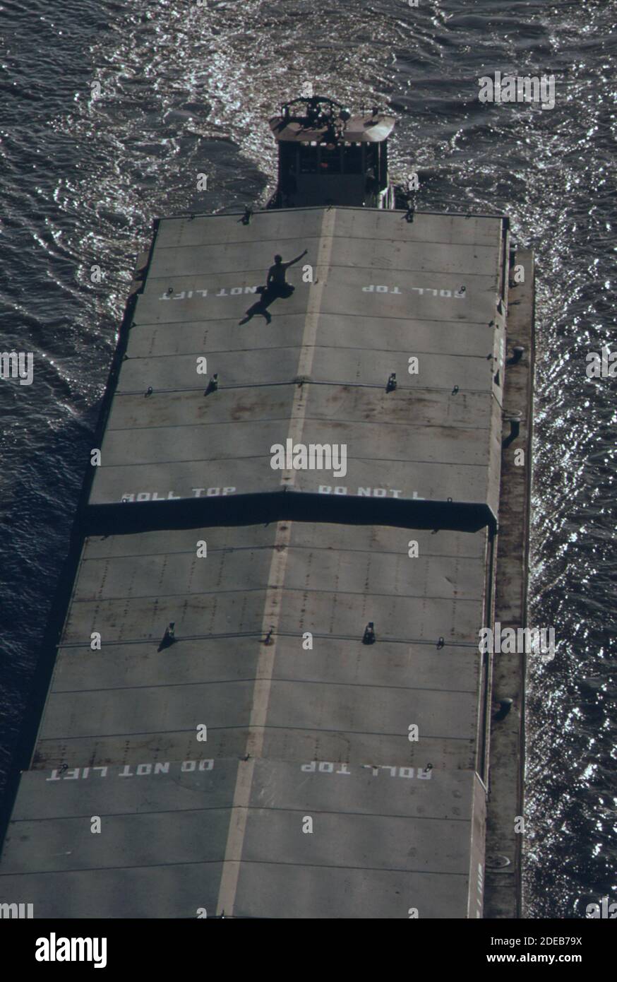 1970s Photo (1973) - Towboat pushes enormous barge up the Houston Ship ...