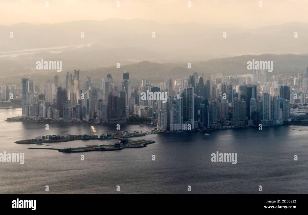 Aerial view of Panama City, capitale of Panama in Central America on ...