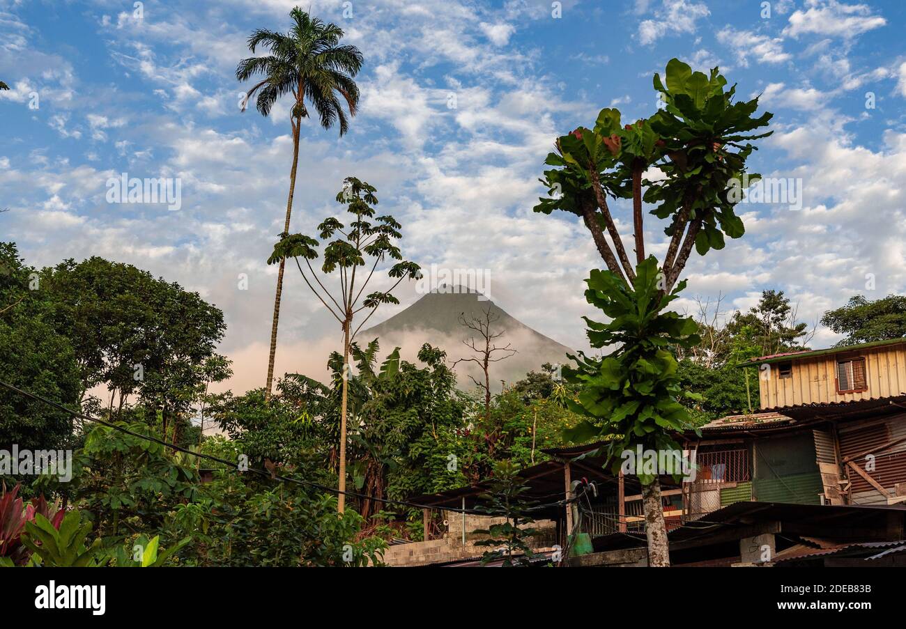 Arenal Volcano at rising sun in Alajuela province in Costa Rica ...