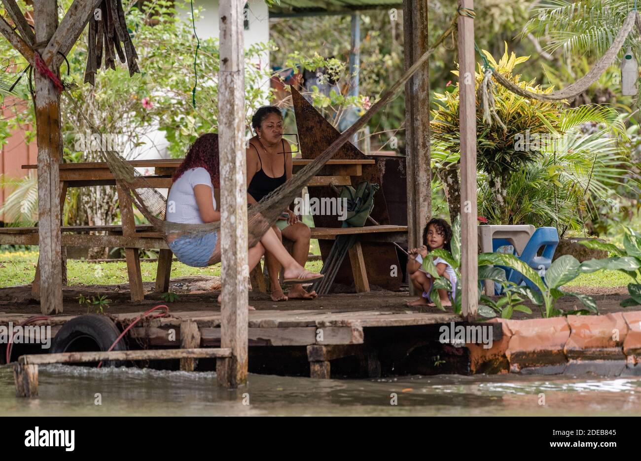 People leaving along the Tortuguero canals in Costa Rica, Central ...