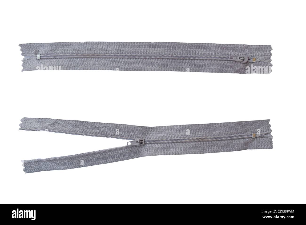Zipper closed and opened, isolated on white background Stock Photo - Alamy